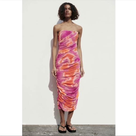 Zara | Dresses | Zara Print Dress With Tulle New With Tags | Poshmark